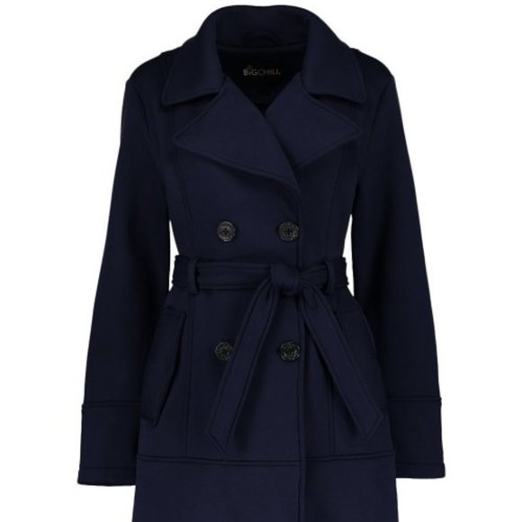 Big Chill | Jackets & Coats | Big Chill Navy Fleece Trench Coat S Nwt ...